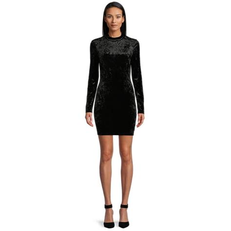 Self Esteem Crushed Velvet Bodycon Dress Neck Mini Dress