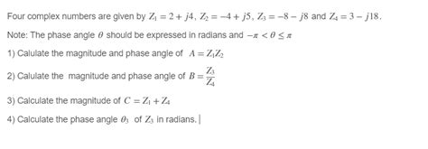 Solved Four Complex Numbers Are Given By Chegg Com