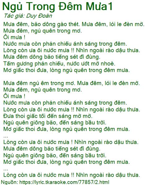 Loi Bai Hat Ngu Trong Dem Mua Doàn Dình Duy Duy Doan