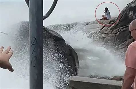 Final Moments Of Woman Swept To Sea While Doing Yoga On Rocks
