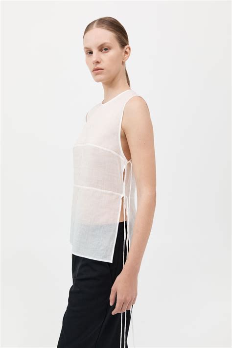 St Agni Semi Sheer Patchwork Top Salt