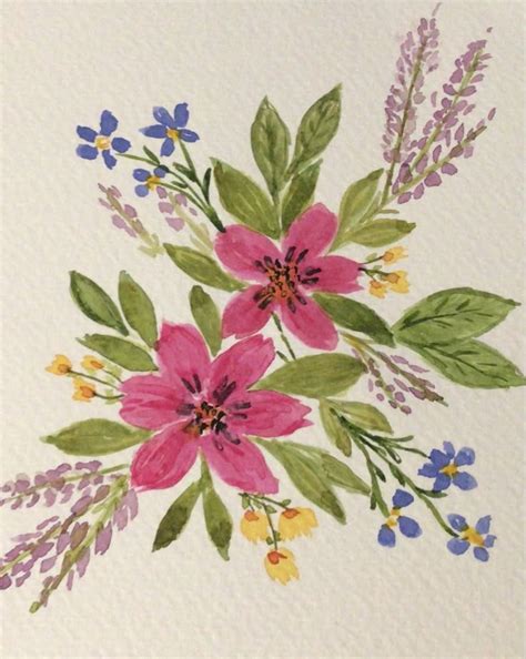 Watercolor Painting Of Pink Flowers