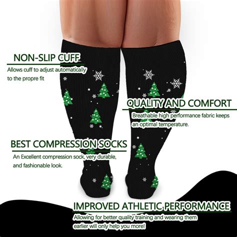 Plus Size Wide Calf Christmas Compression Socks Moon Wood