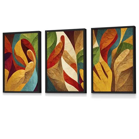 Set Of 3 Abstract Colourful Retro Framed Wall Art Prints Artze Wall Art