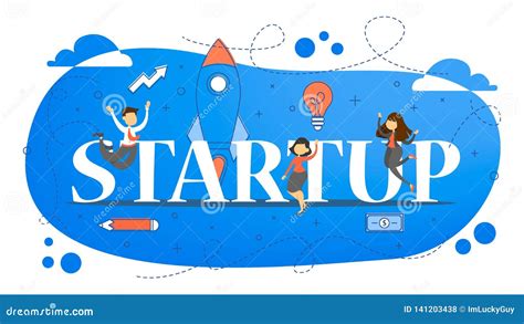 Startup Web Banner Word Business Development Illustration Stock Illustration Illustration Of