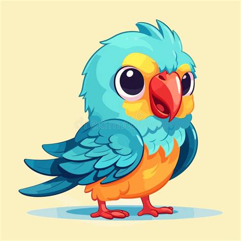 Blue And Yellow Bird With Big Eyes On Light Yellow Background