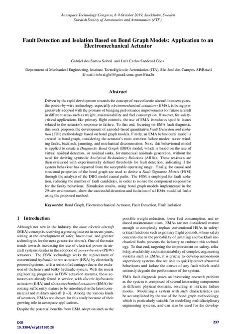 Pdf Fault Detection And Isolation Based On Bond Graph Models Application To An