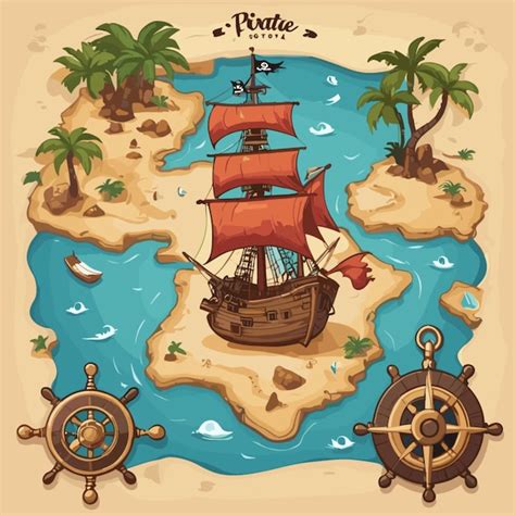 Premium Vector Old Pirate Map Cartoon Vector