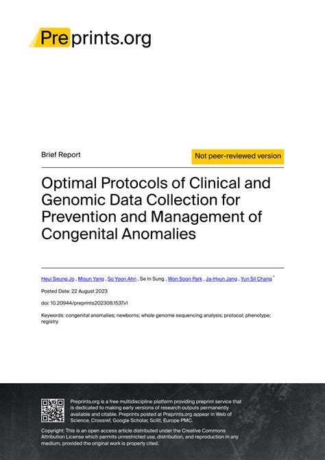 PDF Optimal Protocols Of Clinical And Genomic Data Collection For Prevention And Management Of