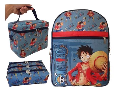 Kit Escolar One Piece Mochila Lancheira E Estojo Triplo Parcelamento Sem Juros