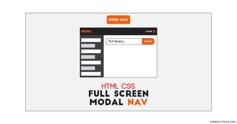 Want To Create A Full Screen Navigation Check Out This Full Screen Modal Nav Using Pure Html