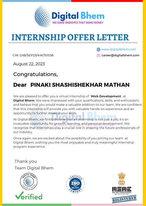 Pinaki Shashishekhar Mathan On Linkedin Digitalbhem Internship Intern2023 Webdeveloper
