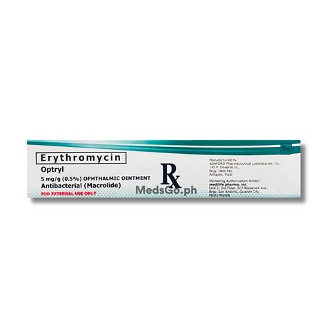 Optryl Erythromycin 0 5 5mg G Ophthalmic Ointment 5g Price In The