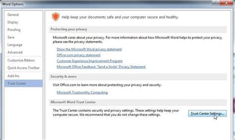 how to disable protected view in microsoft word 2013 and word 2010