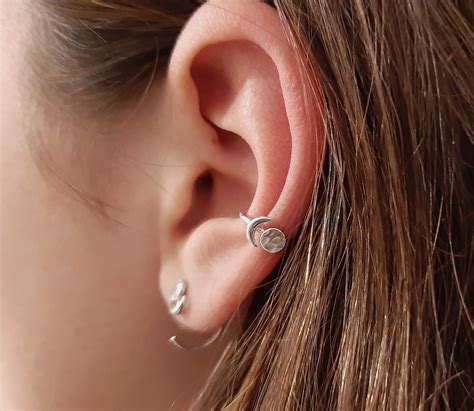 Moon Phases Conch Hoop Celestial Conch Piercing 14 Gauge Conch Hoop