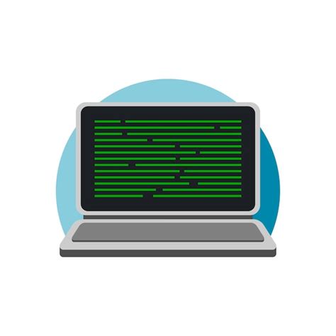 Premium Vector Illustration Of A Monitor Computer With Green Text Code Programming Theme