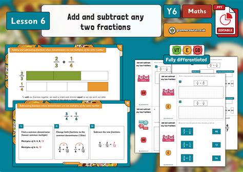 Year 6 Fractions A Add And Subtract Fractions 2 Lesson 6 Grammarsaurus