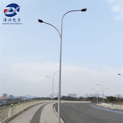 Double Arm Octagonal Galvanized Steel 8m Street Light Pole 8m Street