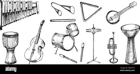 Set Of Drum Kit Drumsticks Vector Illustration Isolated Musical