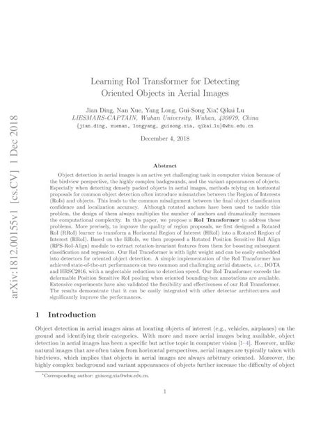 pdf learning roi transformer for detecting oriented objects in