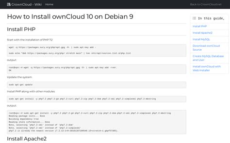 CrownCloud Wiki How To Install OwnCloud 10 On Debian 9