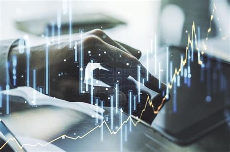 Premium Photo Double Exposure Of Abstract Creative Financial Chart With Finger Clicks On A