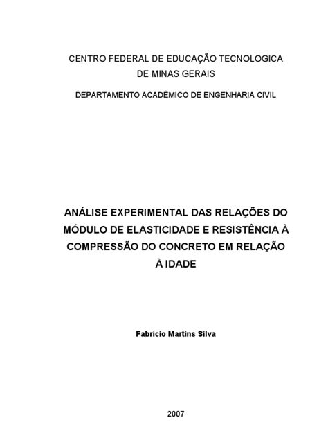 Relações Do Módulo De Elasticidade E Resistência À Compressão Do Concreto Pdf Estresse