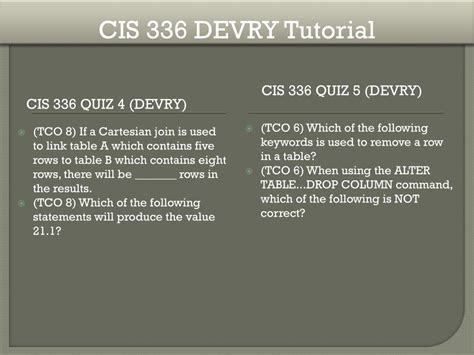 PPT CIS 336 DEVRY Tutorial Cis336dotcom PowerPoint Presentation