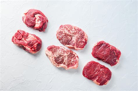 Premium Photo Raw Set Of Alternative Beef Cuts Chuck Eye Roll Top