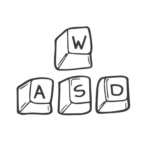 Wasd Keyboard Keys Used In Pc Video Games Gaming Concept Doodle 31732880 Vector Art At Vecteezy