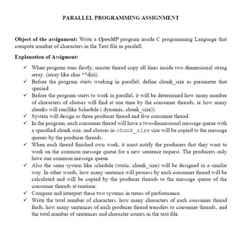 solved parallel programming assignment object of the