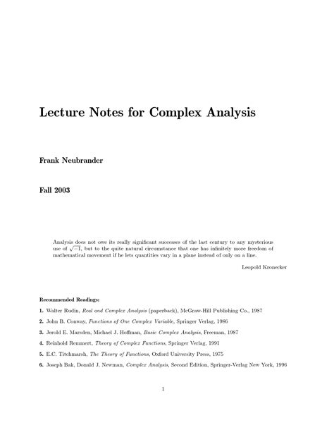 Solution Notes On Complex Analysis Studypool
