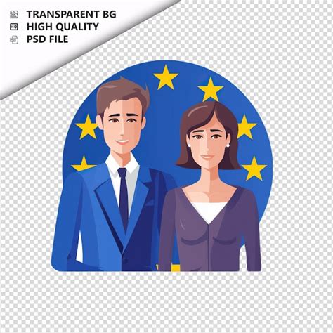 Premium Psd Dependent European Couple Flat Icon Style White Backgroun