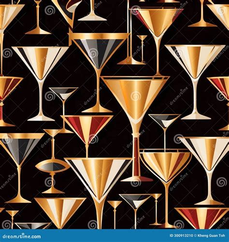 Martini Cocktails Alcoholic Drinks Retro Vintage Elegant Art Deco