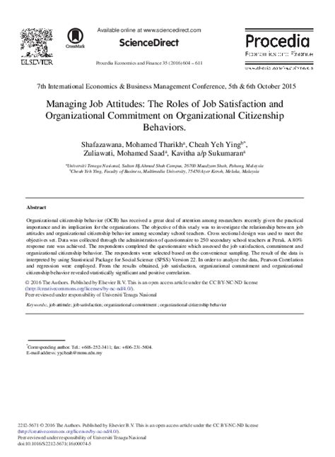 Pdf Managing Job Attitudes The Roles Of Job Satisfaction And Organizational Commitment On