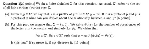 Question 120 Points We Fix A Finite Alphabet For