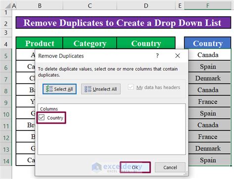 Excel Drop Down List Unique Values Only Printable Forms Free Online