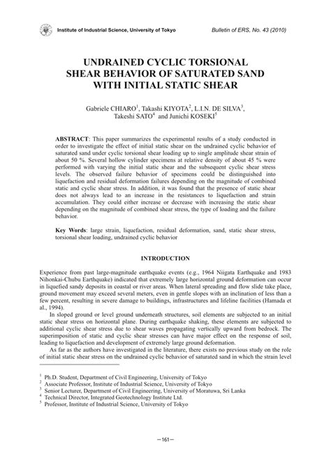 Pdf Undrained Cyclic Torsional Shear Behavior Of Saturated Sand With