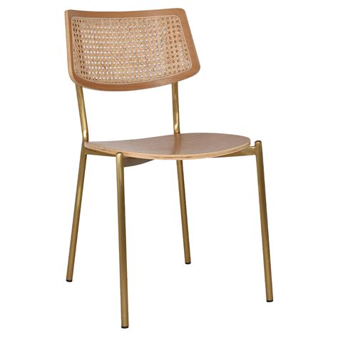 Andrea Rattan Back Brass Frame Dining Chair Apex