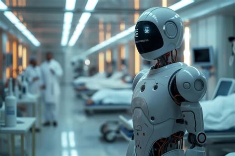 Robot Assistant In Modern Medical Facility Premium Ai Generated Image