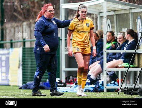 Sutton United Womens Manager Lucy Clark Left During The Lse Regional Premier Match At St Paul