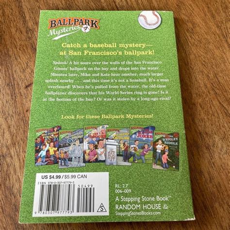 Ballpark Mysteries 7 The San Francisco Splash By David A Kelly
