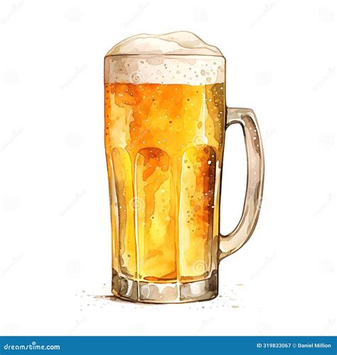 Beautiful Lager Beer Watercolor Drink Clipart Illustration Stock