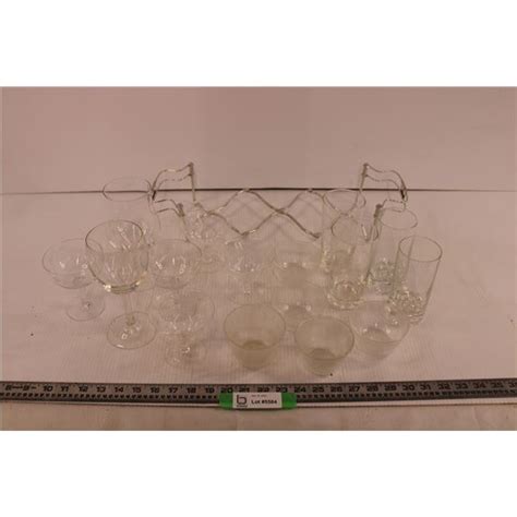 Glassware And Folding Rack Bodnarus Auctioneering