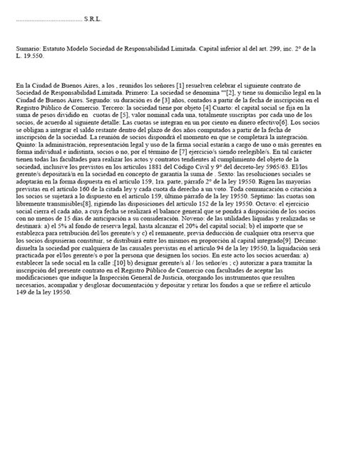 Modelo De Estatuto Srl Pdf Justicia Crimen Y Violencia