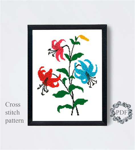 Lily Modern Cross Stitch Pattern Pdf Flowers Counted Cross Etsy