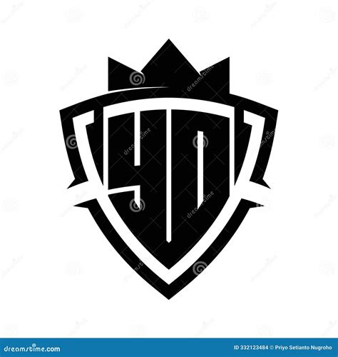 Yd Letter Bold Monogram Triangle Curve Shield Shape With Crown Black And White Background Color