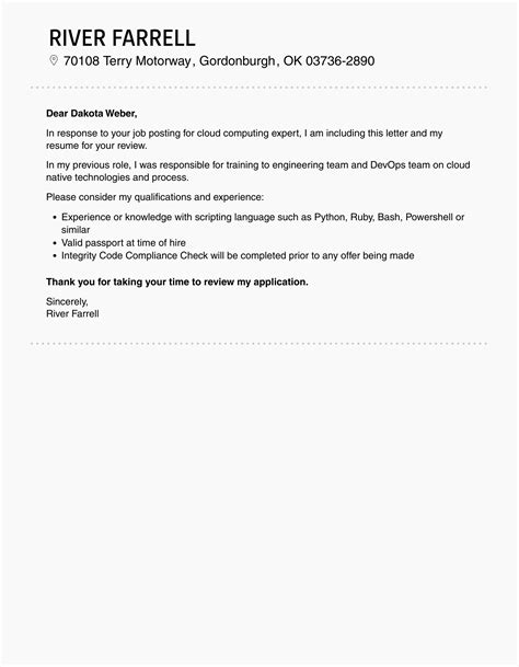 Cloud Computing Expert Cover Letter Velvet Jobs