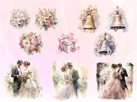 Victorian Wedding Clipart Vintage Bride Groom Png Baroque Etsy