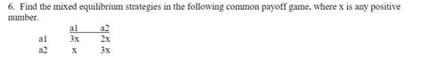 Solved 6 Find The Mixed Equilibrium Strategies In The